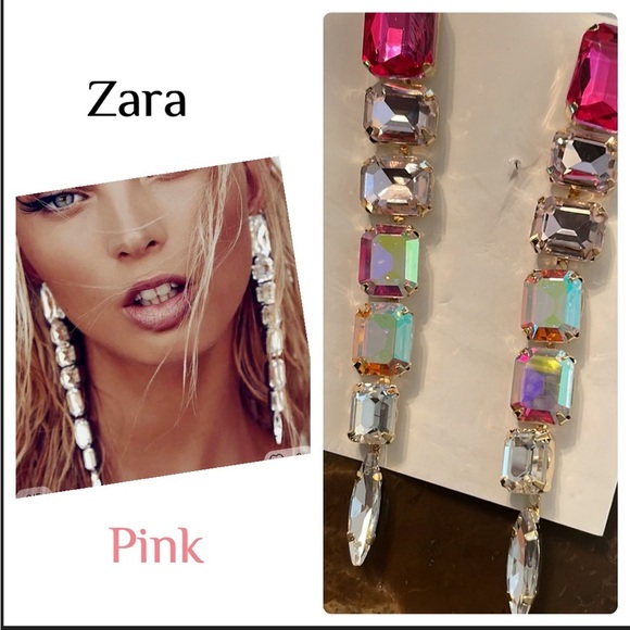 Zara | Jewelry | Zara Pink Iridescent Crystal Dangle Earrings | Poshmark